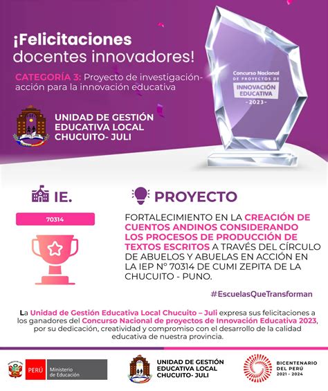 Felicitaciones Docentes Innovadores Ganadores Del Concurso Nacional