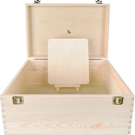 Amazon TWISTED ENVY Large Unfinished Wood Box With Hinged Lid And