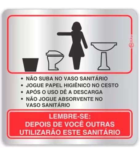 Placa Sinalização Alumínio Regras Banheiro Feminino 12 X 12