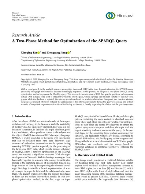 pdf a two phase method for optimization of the sparql query
