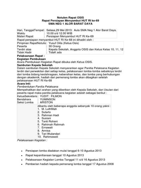 14 Contoh Notulen Rapat Sekolah Untuk Organisasi OSIS Hingga Guru