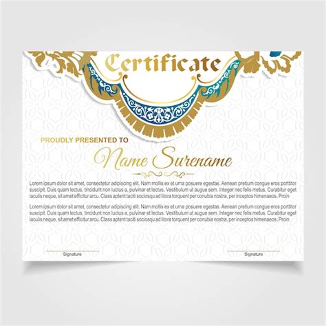Dise O De Plantilla Ornamental De Certificado Vector Premium