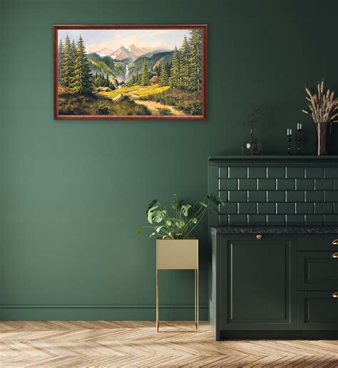 Obraz W Drewnianej Ramie O Wymiarach 60x100 Cm Krajobraz Z Wodospadem