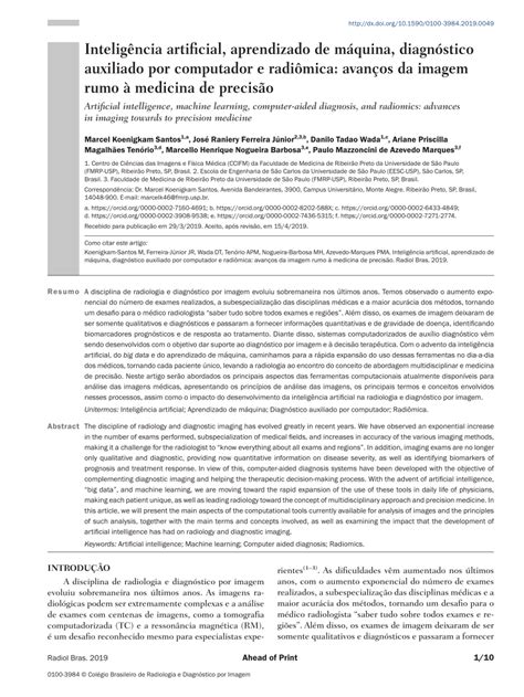 pdf artificial intelligence machine learning computer aided diagnosis and radiomics