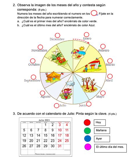 Los meses de año Evaluación de Historia 1º básico XPPP