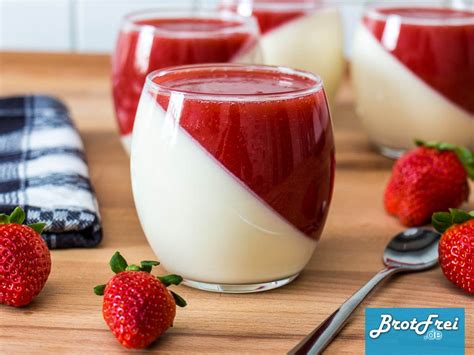 Rezept für ein Erdbeere Pannacotta zum selber machen Brotfrei