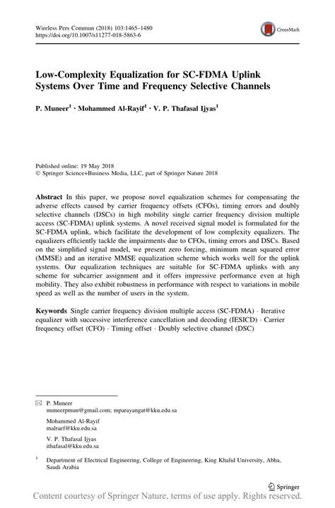 low complexity equalization for sc fdma uplink systems over time and frequency selective