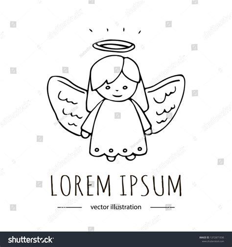 Hand Drawn Doodle Angel Girl Wings Stock Vector Royalty Free