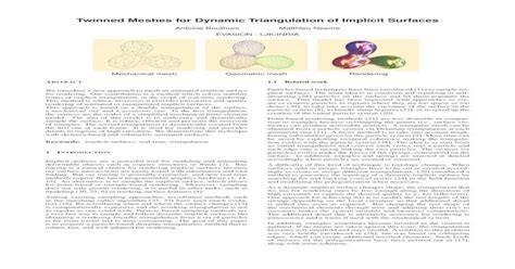 twinned meshes for dynamic triangulation of implicit surfaces · as regular as one could wish