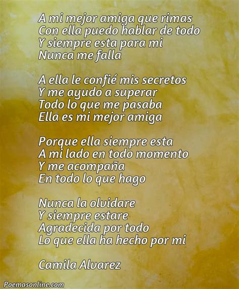 5 Mejores Poemas Para Mi Mejor Amiga Que Rimen Poemas Online