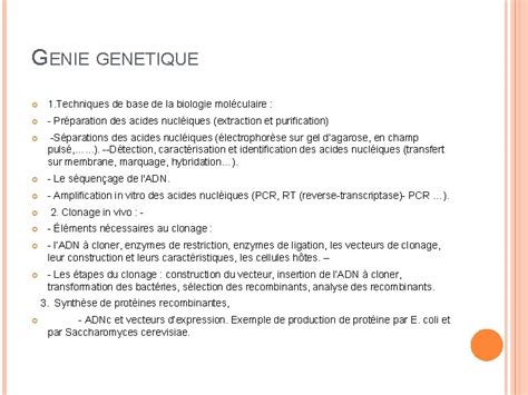 PRSENTATION DU PROGRAMME BMGG BIOLOGIE MOLECULAIRE ET GENIE
