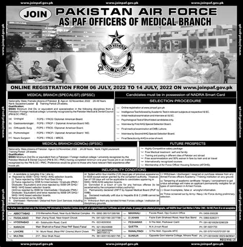 Join Pakistan Air Force As PAF Officers Of Medical Branch 2024 Job