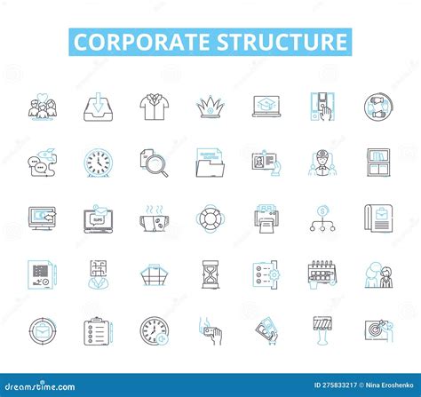 Corporate Structure Linear Icons Set Hierarchy Chain Authority