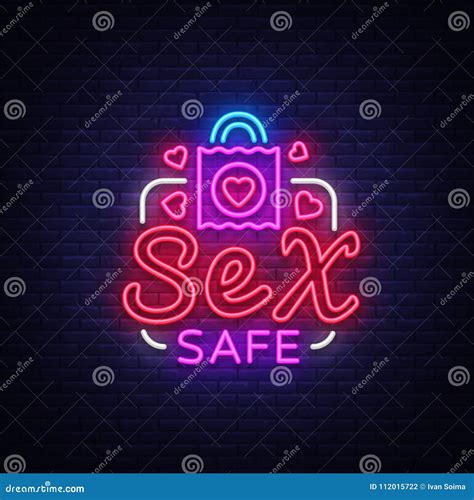 safe sex design template safe sex condom concept for adults in neon style stock vector