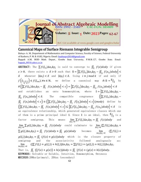 pdf canonical maps of surface riemann integrable semigroup