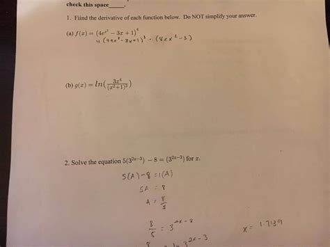 solved find the derivative of each function below do not
