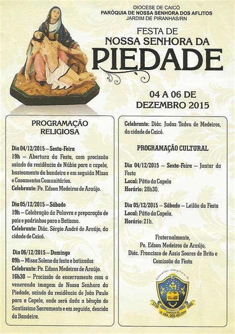 Programação da Festa de Nossa Senhora da Piedade Edna Araújo