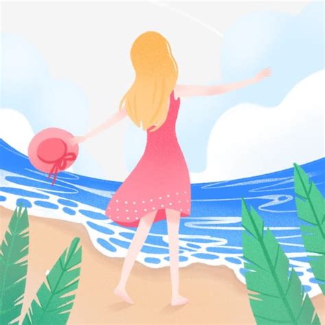 Hand Drawn Cute Png Transparent Hand Drawn Cute Girl At Beach Beach