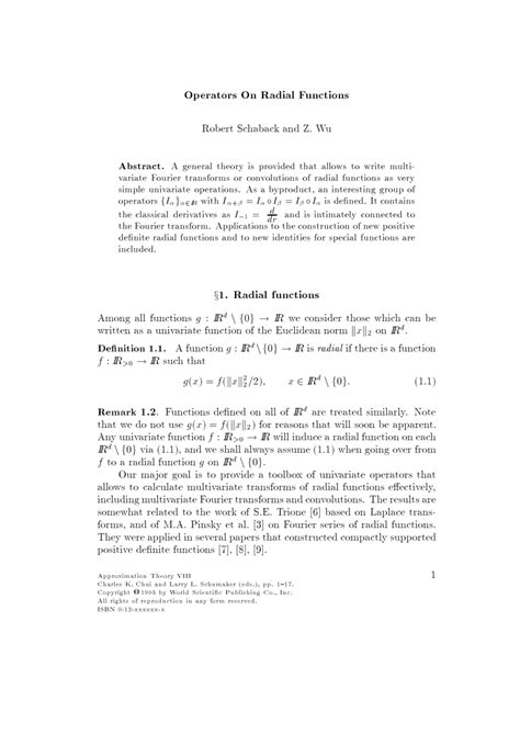 pdf operators on radial functions