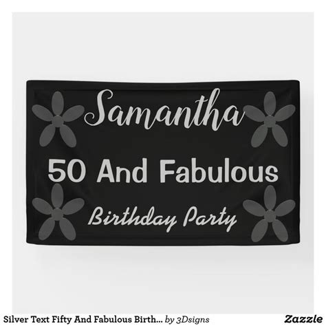 Silver Text Fifty And Fabulous Birthday Banner