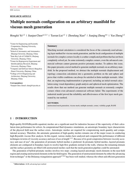 pdf multiple normals configuration on an arbitrary manifold for viscous mesh generation