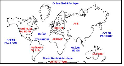 Carte continents et océans à compléter infini photo