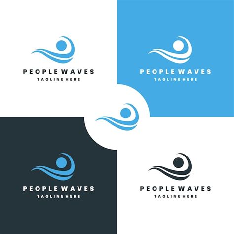 Pessoas ondas estilo logotipo ícone modelo de design vetor plano