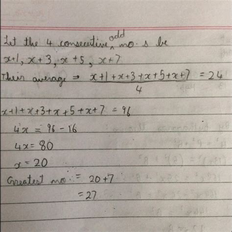 the average of four consecutive odd numbers is 24 the largest number