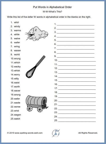 Put Words In Alphabetical Order Worksheets Abc Order Worksheet