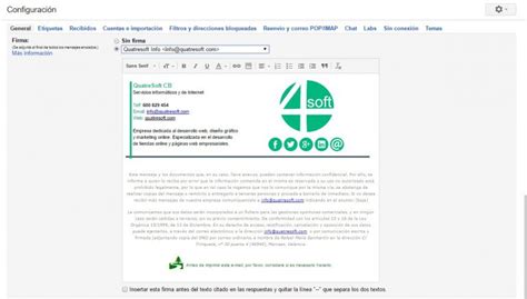 Firma del correo electrónico Crearla de forma sencilla QuatreSoft