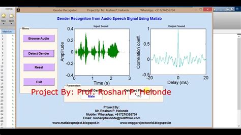 audio gender classification matlab project with source code gender recognition from audio sound