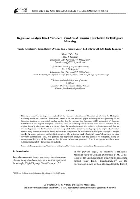 pdf regression analysis based variance estimation of gaussian distribution for histogram