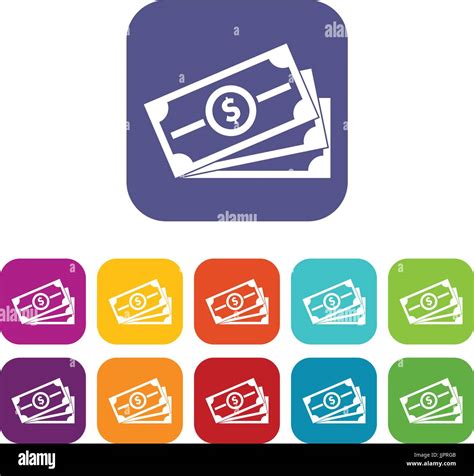 Stack Of Dollar Bills Icons Set Stock Vector Image Art Alamy