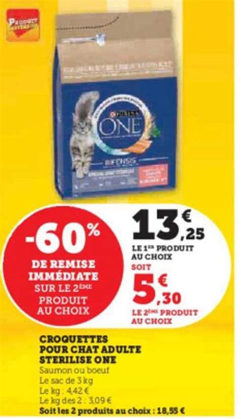 Promo Croquettes Pour Chat Adulte Stérilisé One chez Hyper U