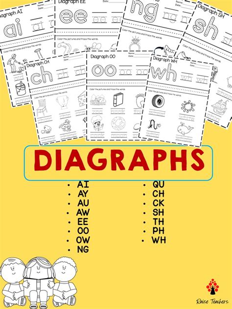 Diagraphs CH SH TH PH WH CK EE OO NG OW AI AY AW QU AU Worksheets