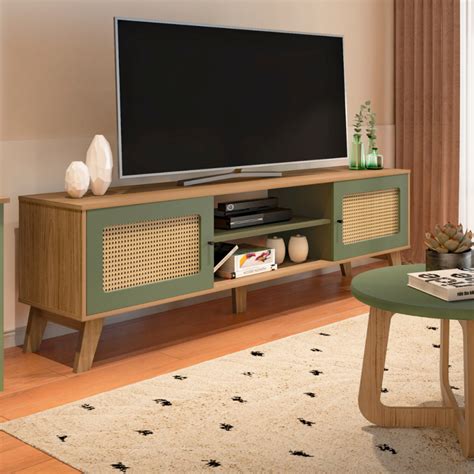 Rack Para Tv At Polegadas Charlotte Portas Carvalho Menta