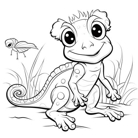 Gecko Tauscht Einen K Fer Aus Happycoloring Net