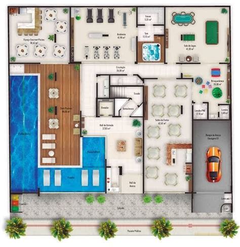 Luxury House Plan With Swimming Pool