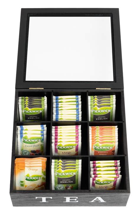 Cookinglife Teebox Holz Schwarz 9 Fächer mit Glasdeckel kaufen Bei