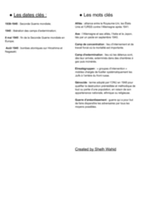 SOLUTION Fiche De Revision 2nd Guerre Mondial Studypool