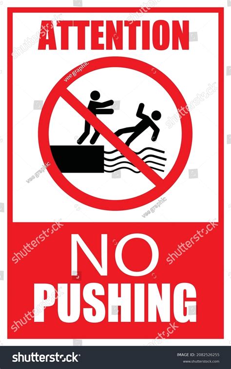 Attention No Pushing Sign Vector Stock Vector Royalty Free 2082526255