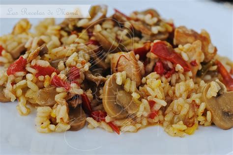 Arroz con pollo y champiñones Las Recetas de Mamá