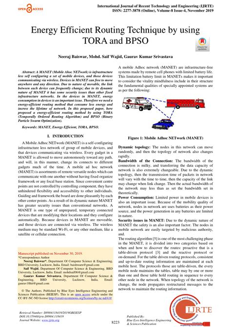pdf energy efficient routing technique by using tora and bpso