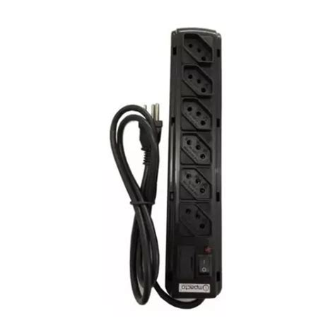 Filtro De Linha Régua Eletrica 6 Tomadas Extensao 5 Metros Cor Preto