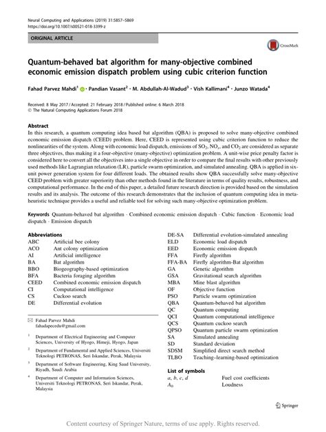 quantum behaved bat algorithm for many objective combined economic emission dispatch problem