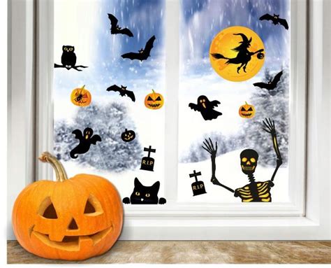 Naklejki Halloween Ozdoby Na Okno Dynia Nietoperz HAL 001