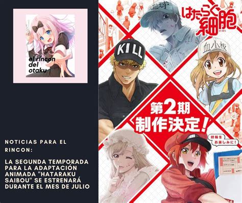 La segunda temporada para la adaptación animada Hataraku Saibou se