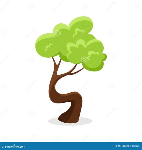 Dibujo Animado árbol Verde Aislado Sobre Fondo Blanco Ilustración del