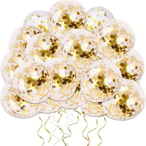 BALONY DUŻE PRZEZROCZYSTE URODZINY ZŁOTE KONFETTI ELEGANCKA DEKORACJA