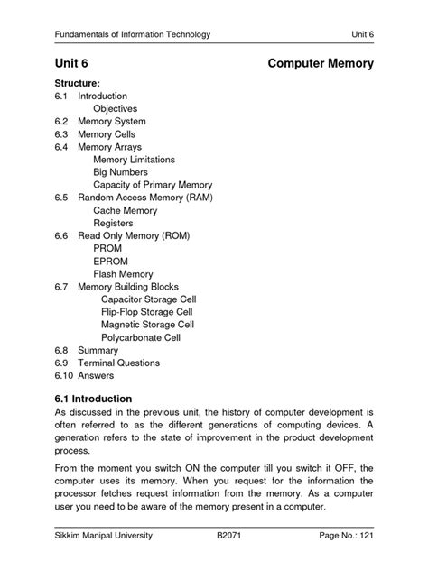 slm unit 06 pdf random access memory computer data storage